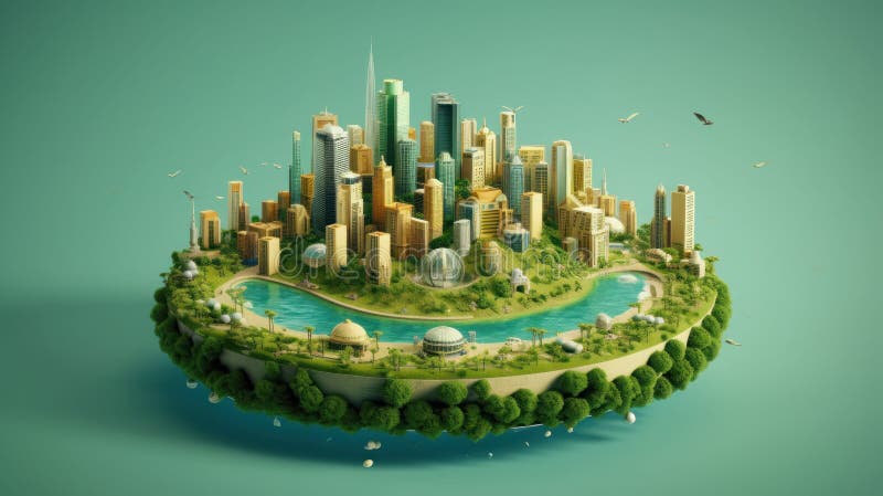 The Green Planet Earth, or Island Eco-city on Earth. Generative Ai ...