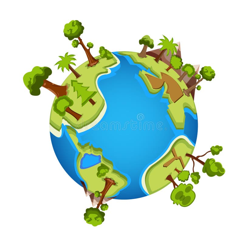 Green Planet Earth with Tree Illustration Stock Illustration ...