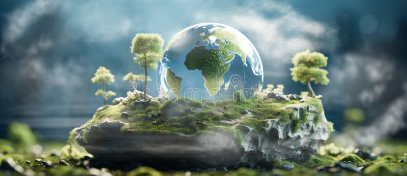 Green Planet Earth with Trees. Stock Illustration - Illustration of ...