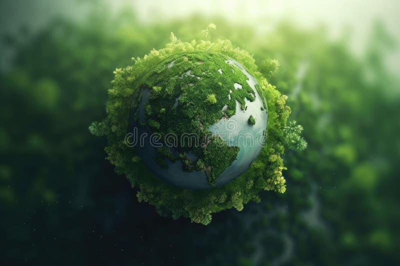 A Green Planet with a Landscape of Trees and Mountains in the ...