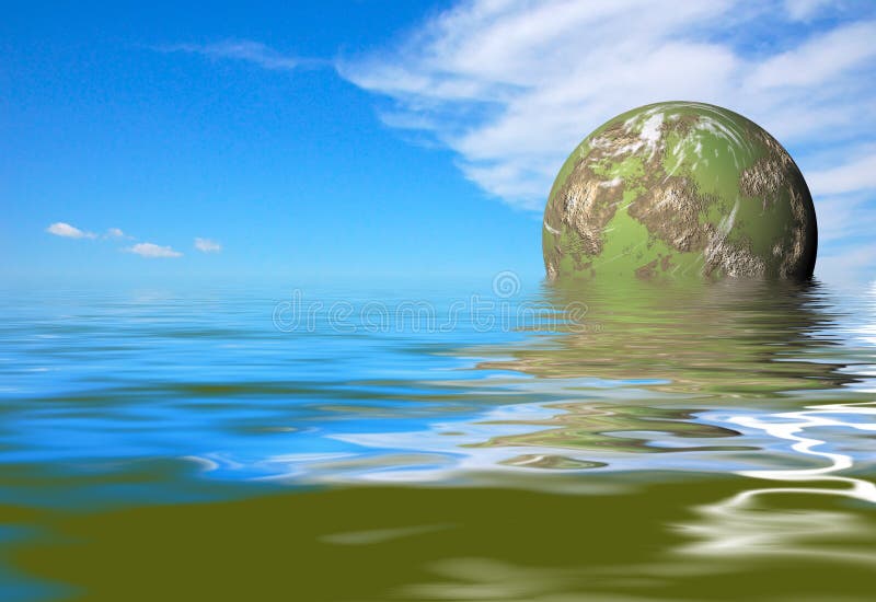 Planet Rise Over Alien Beach World Stock Illustration - Illustration of ...