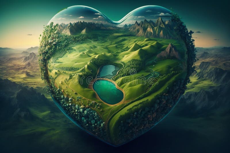 Green Planet in the Shape of the Heart. Protect the Environment Stock ...