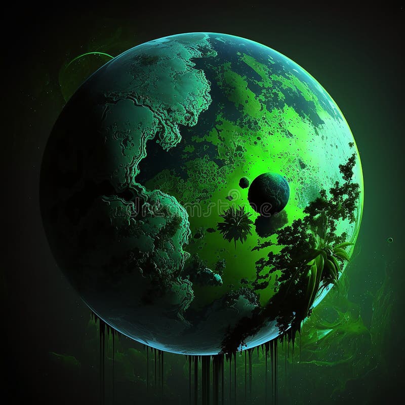 Green planet in space stock image. Image of blue, generated - 270739447