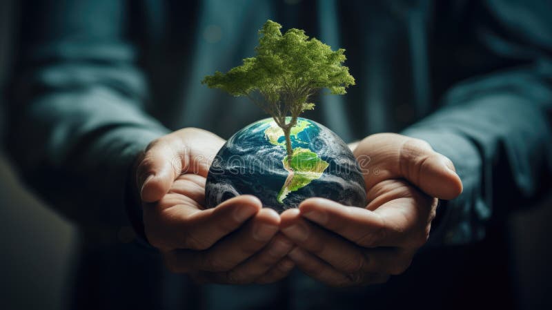 Green Planet in Your Hands. Save Earth. Environment Concept.AI ...