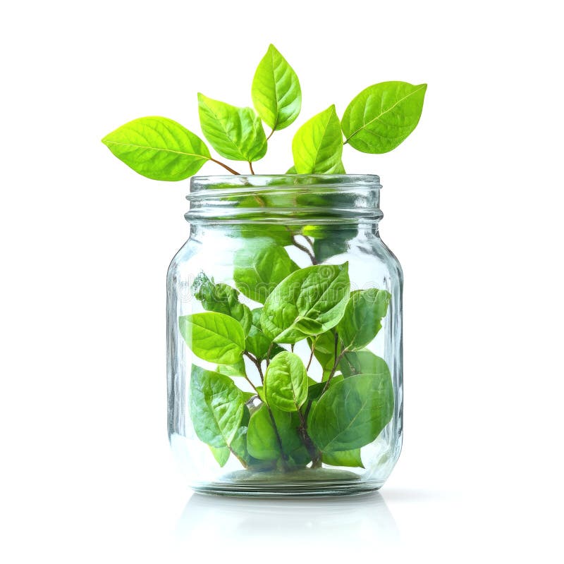 Green Plant Growing Inside a Glass Jar Symbolizing Environmental ...