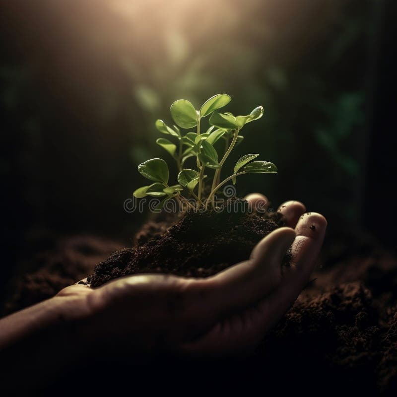Green Plant in Hands with Dirt Stock Image - Image of flora, gardening ...