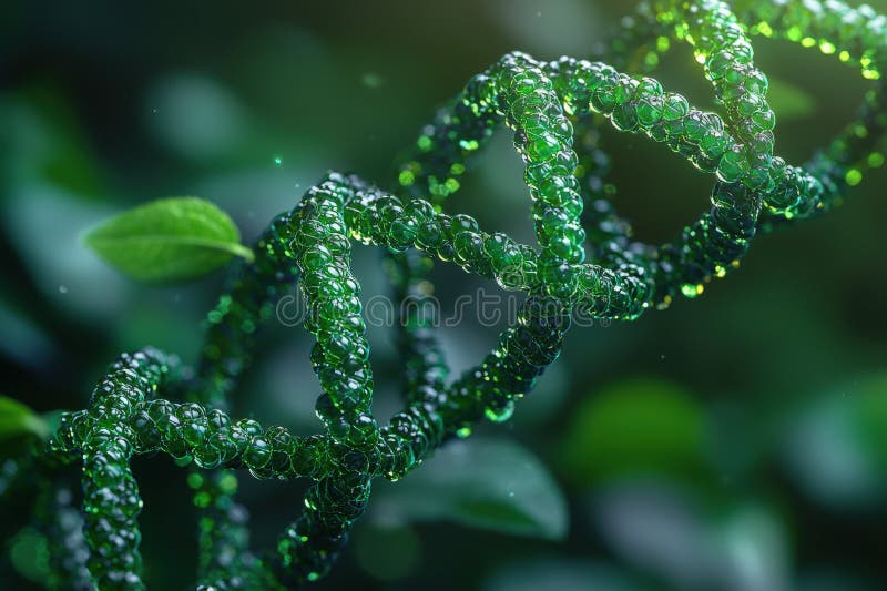 Green Plant Intertwined with DNA Helix, Symbolizing Nature and Science ...