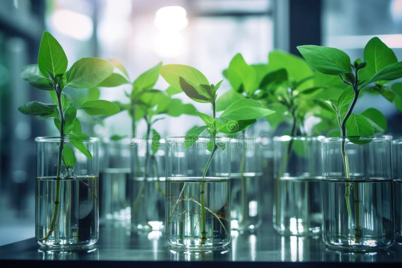 Green Plant in Laboratory Tubes for Research. Ecological Breeding and ...