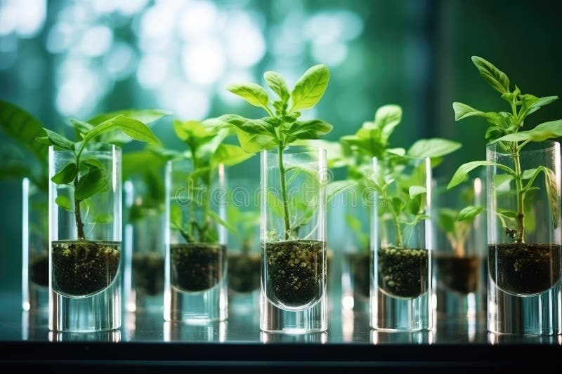 Green Plant in Laboratory Tubes for Research. Ecological Breeding and ...