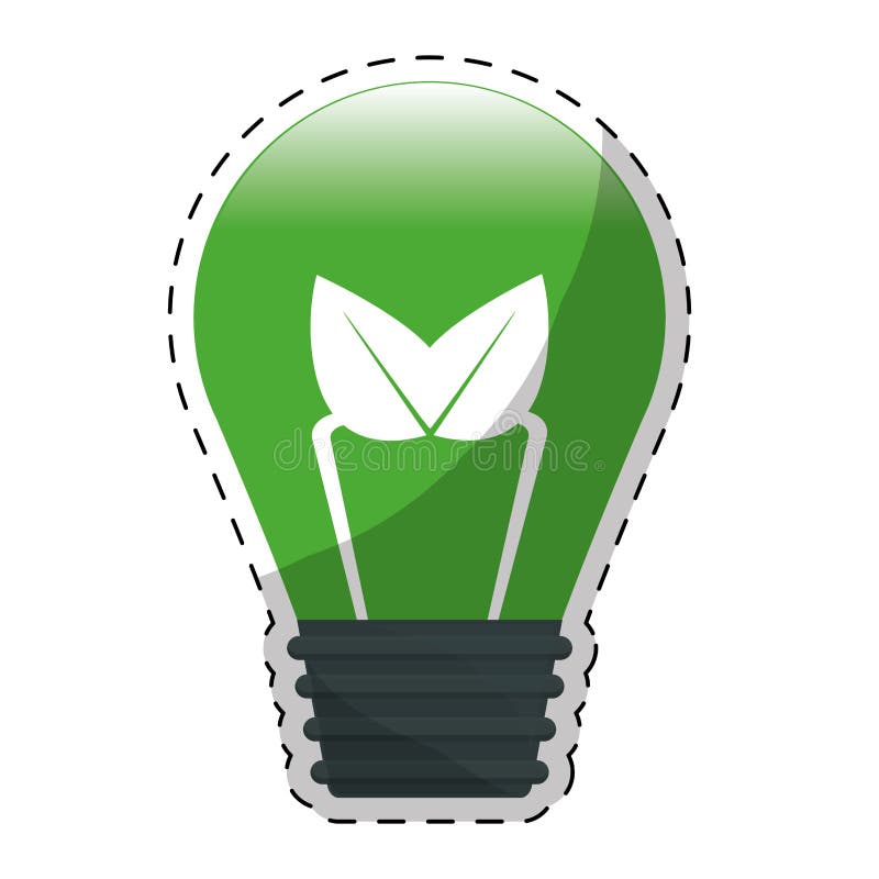 Green Plant Leaf Bulb Design Stock Illustration - Illustration of globe ...