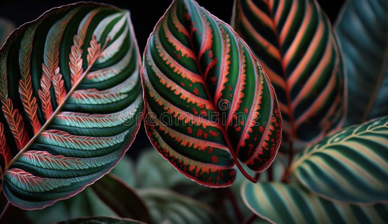 Green Plant Pattern on Leaf Striped and Fresh Generated by AI Stock ...