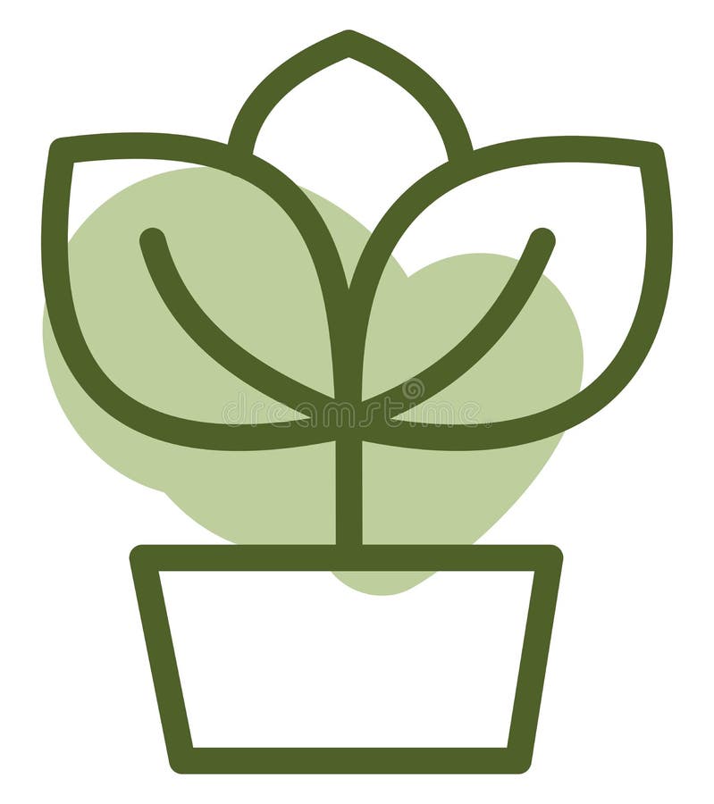 Green Plant in Pot with Wide Leaves, Icon Stock Vector - Illustration ...