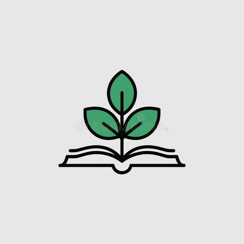 Green Plant Sprouting from Open Book Icon Green Leaves Stock Vector ...