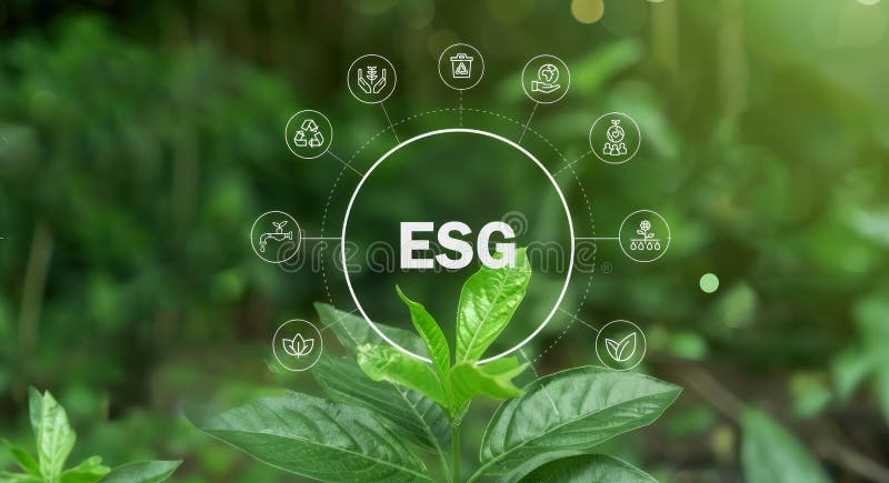 A Green Plant Surrounded by ESG Icons Stock Illustration - Illustration ...