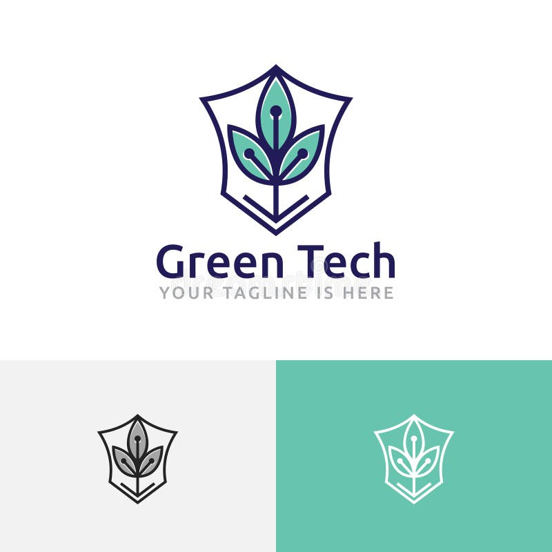 Green Plant Technology Shield Science Research Logo Stock Vector ...