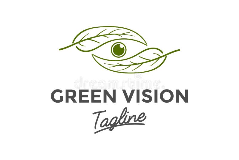 Green Plant Tree Leaf with Eye Camera Optic Vision Logo Design Vector ...