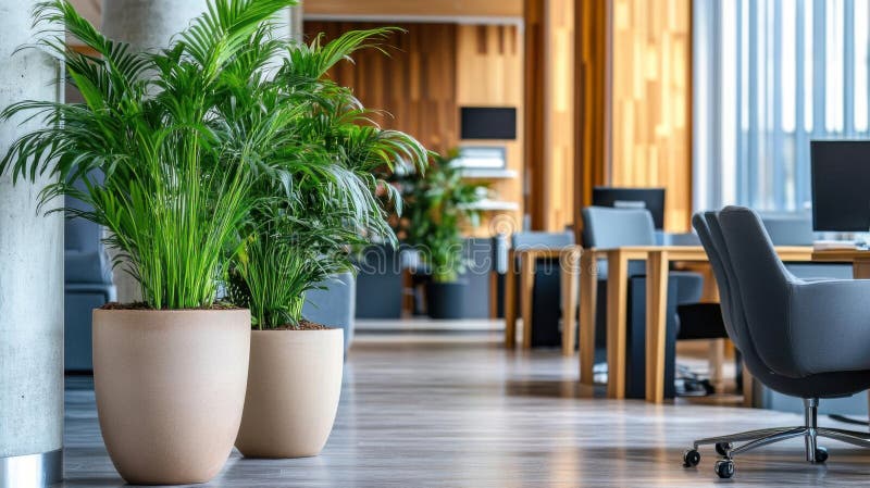 Green Plants Decorate Modern Office for Fresh Ambience and Productive ...