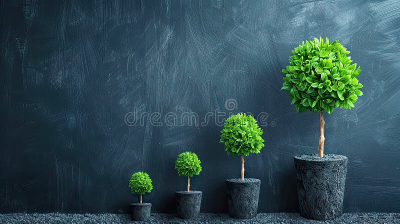 Green Plants of Different Growth in Pots on the Background of ...