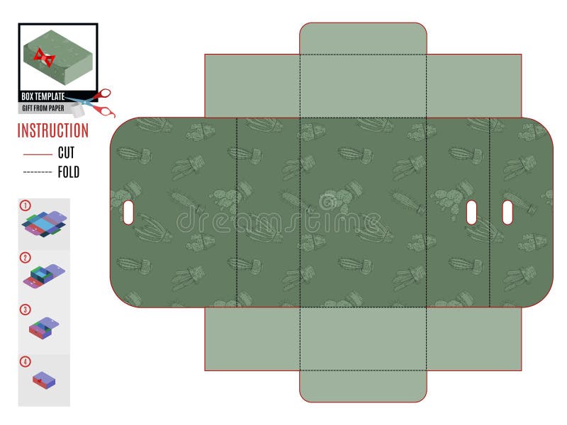 Green Plants Gift Box Template. Gift To Loved Ones Stock Illustration ...