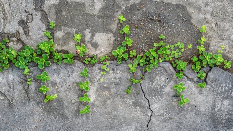 Green Plants Growing through Concrete Cracks Stock Image - Image of ...