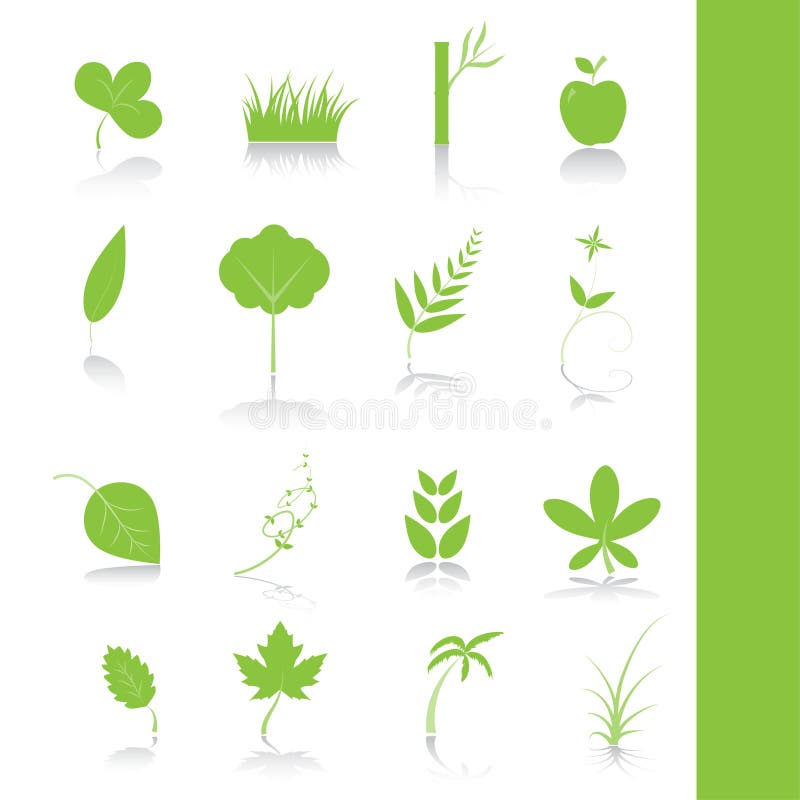 Green Plants Icon Symbol Set Stock Vector - Illustration of modern ...