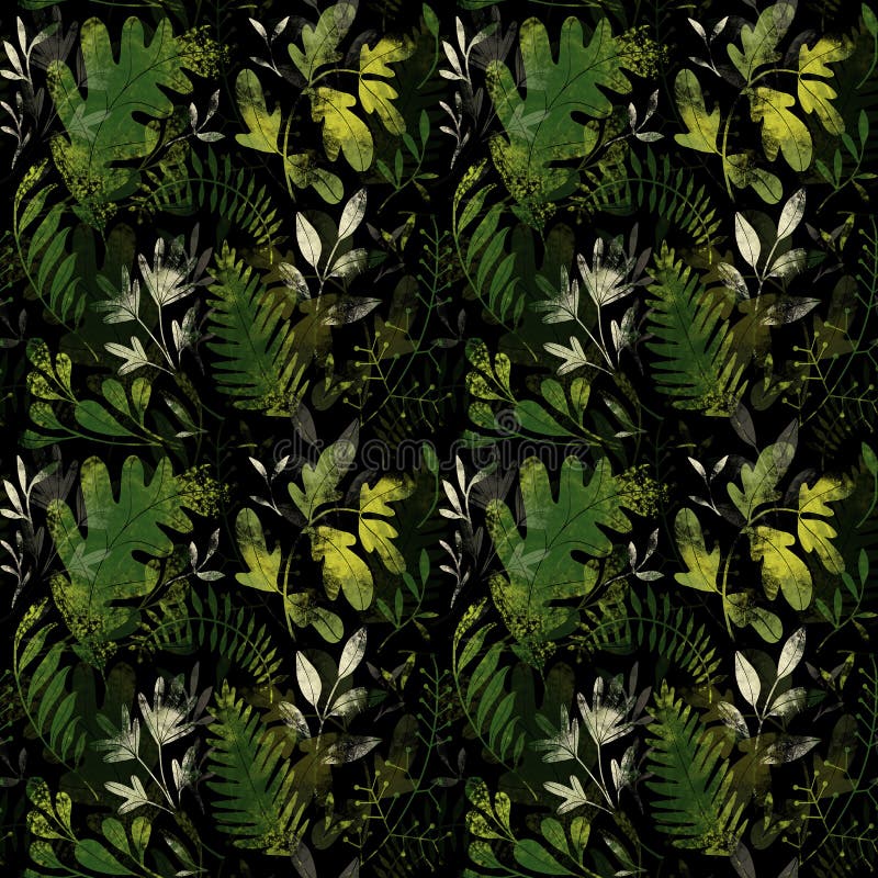 Green Plants Pattern. Fullsize Raster Artwork. Nature Colours. Stock ...