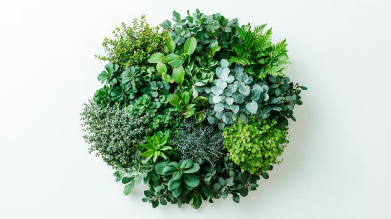 Green Plants Shown from Above on White Background Stock Illustration ...