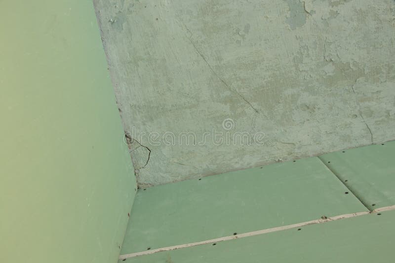 Green Plasterboard Wall in a Room during Renovation, Renovation of an ...