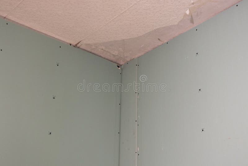 Green Plasterboard Wall in a Room during Renovation, Renovation of an ...