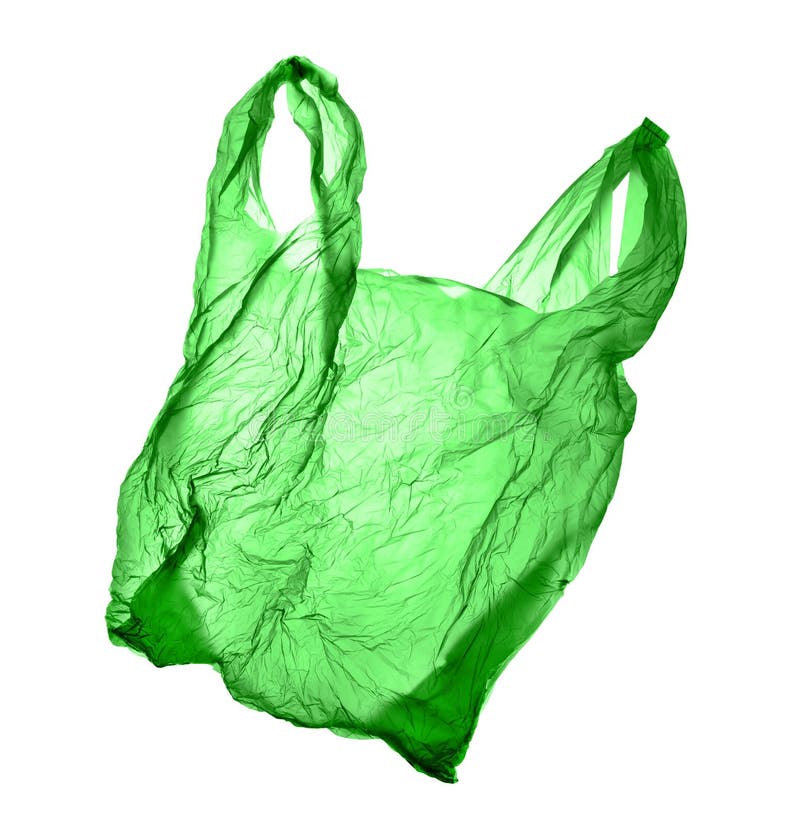 Green Plastic Bag on White Background. Isolated Stock Photo - Image of ...