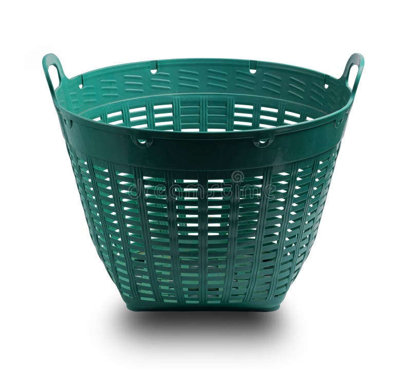 Green Plastic Basket Isolate on White Background Stock Image - Image of ...