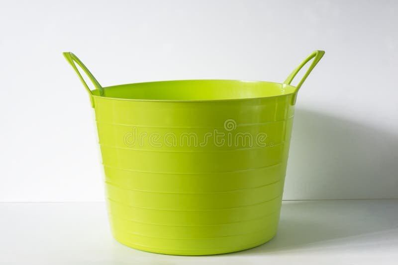 Green Plastic Basket on White Background Stock Image - Image of close ...