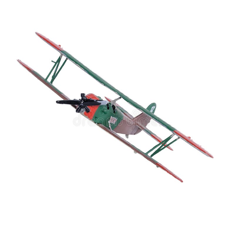 Green Plastic Biplane Isolated on the White Background Stock Photo ...
