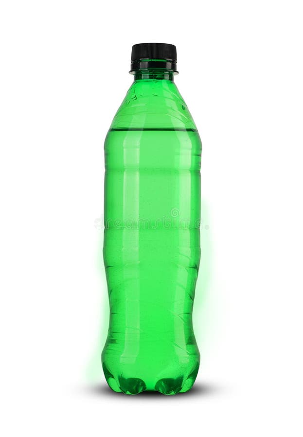 Green Plastic Bottle with Liquid Stock Photo - Image of white, glare ...