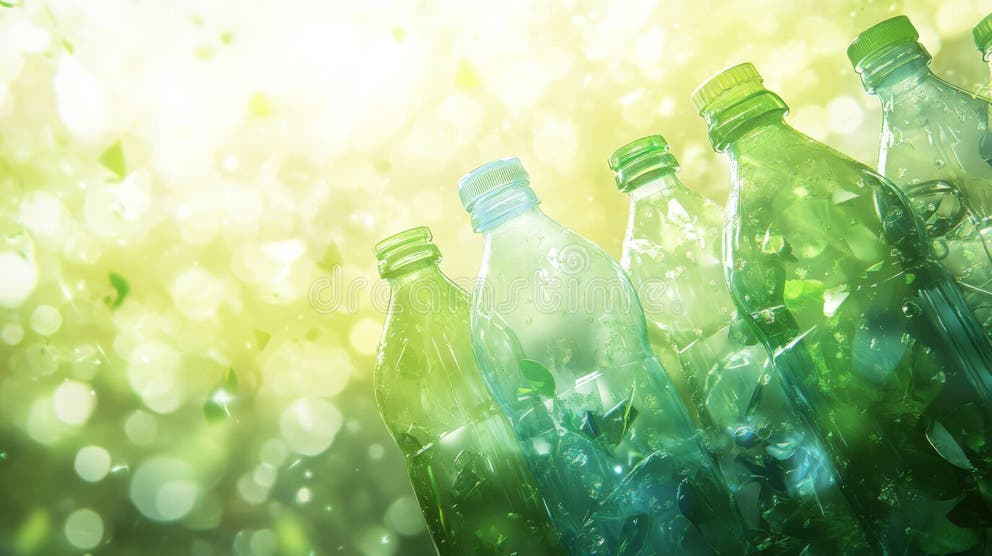 Green Plastic Bottles Recycling in Bright Light Stock Illustration ...