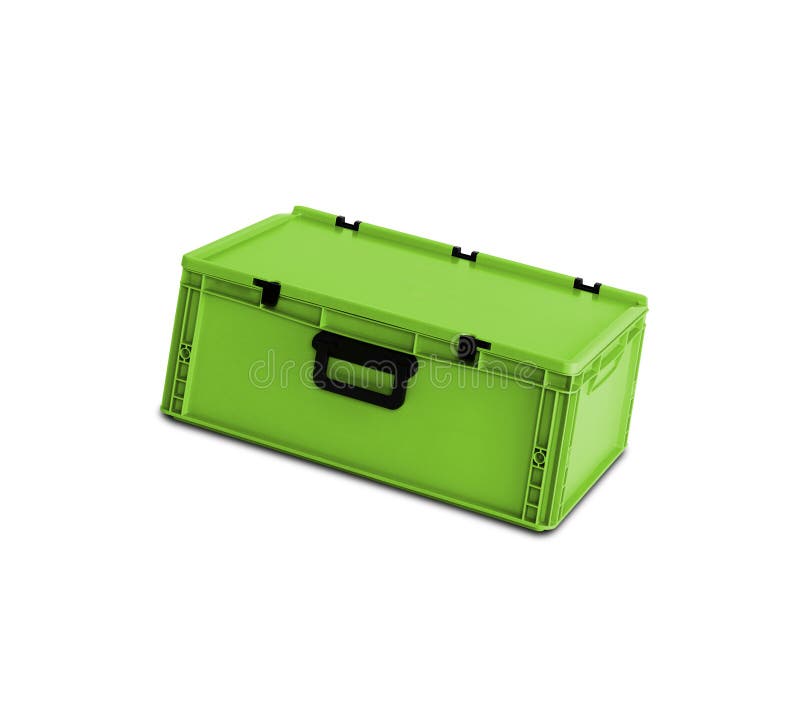 Green Plastic Box Isolated on White Stock Photo - Image of empty, depot ...