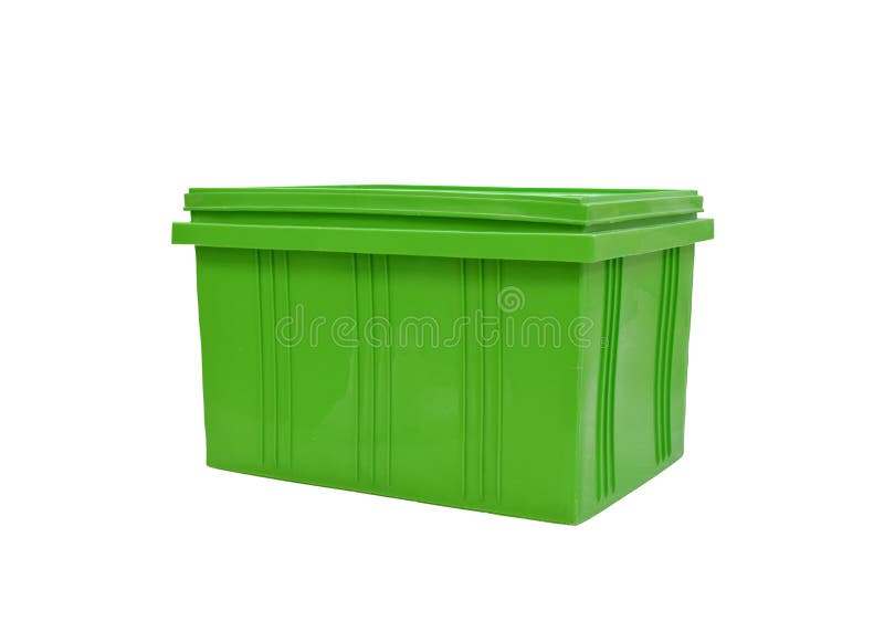 Green Plastic Box Packaging of Finished Goods Product on White ...