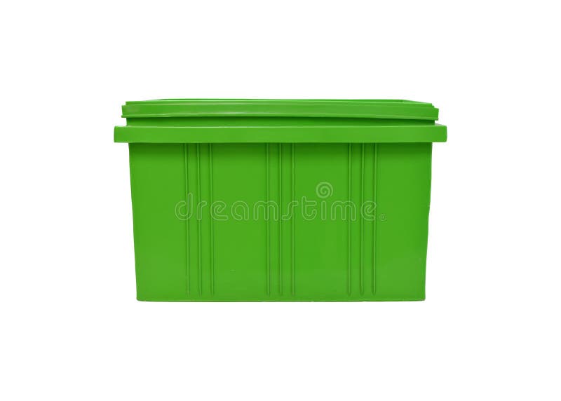Green Plastic Box Packaging of Finished Goods Product on White ...