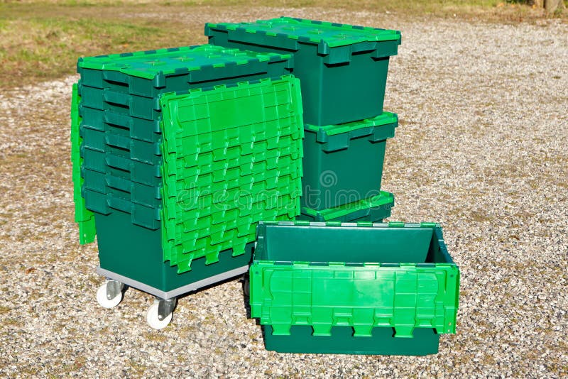 Green Plastic Boxes stock image. Image of pebble, open - 21899173