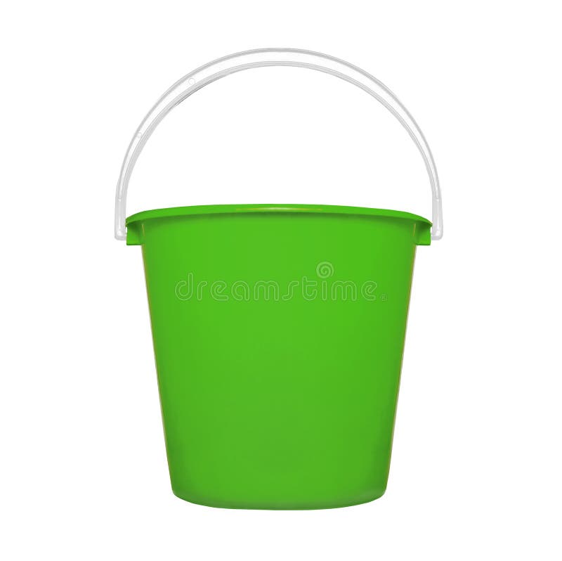 Green Plastic Bucket Isolated on White Stock Photo - Image of isolated ...