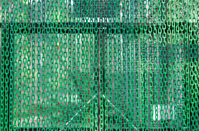 Green Plastic Chains Curtain As Background Stock Photo - Image of ...