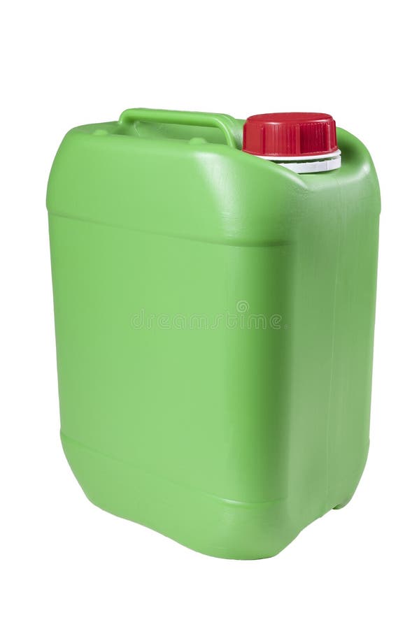 Green Plastic Chemical Container. 5 Liter Liquid Packaging Stock Image ...