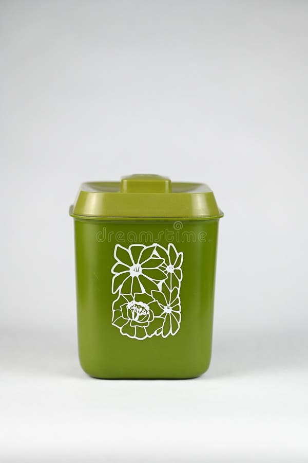 Vintage Green Plastic Container with Lid Stock Photo - Image of ...