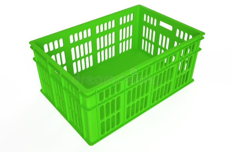 Green plastic crate stock illustration. Illustration of delivery - 52046401