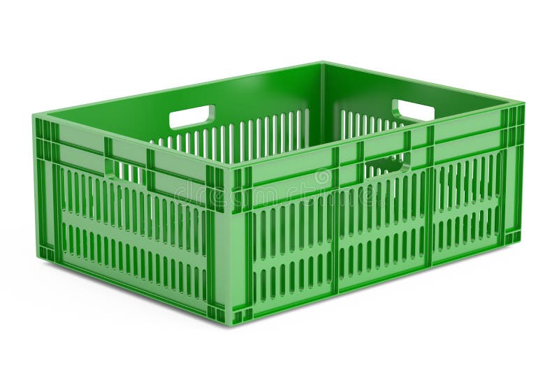 Green Plastic Crate, 3D Rendering Stock Illustration - Illustration of ...