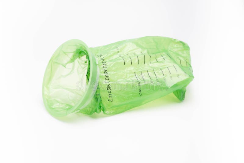 Green, Plastic Emesis Vomit Barf Puke Bag Isolated on White Background ...
