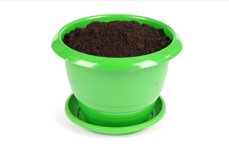 Green Plastic Flower Pots stock image. Image of container - 137740389