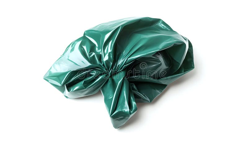 Green Plastic Garbage Bag Isolated on White Stock Image - Image of ...