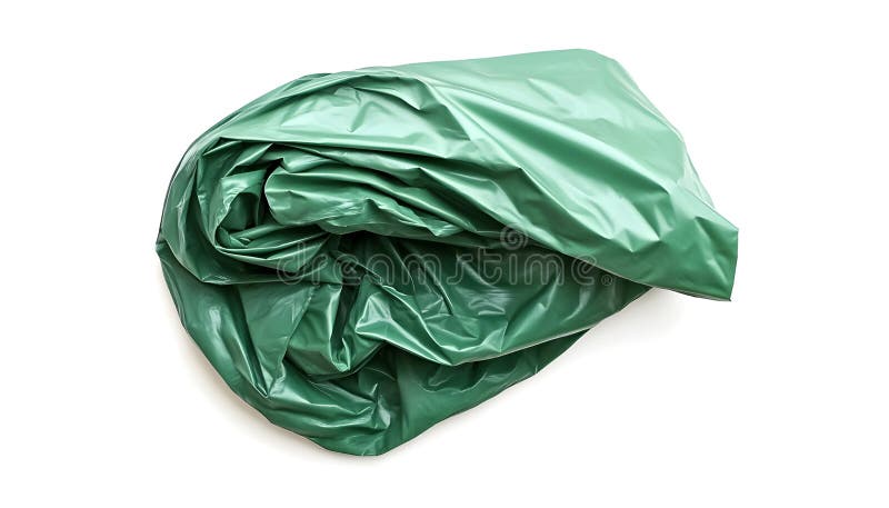 Green Plastic Garbage Bag Isolated on White Stock Photo - Image of ...