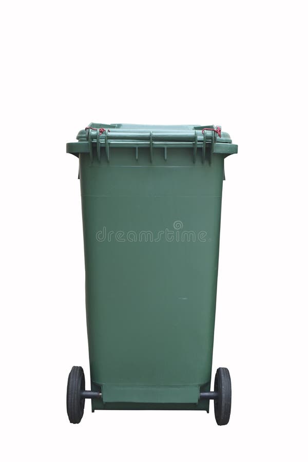 Green Plastic Garbage Bin on White Background Stock Image - Image of ...
